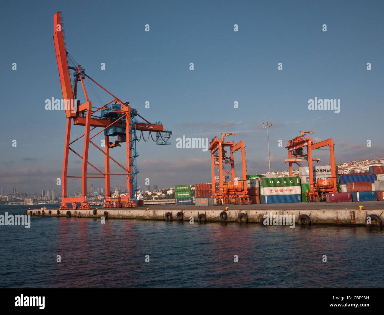 Container dock and cranes at Haydarpaşa Istanbul Turkey November 2011 ...