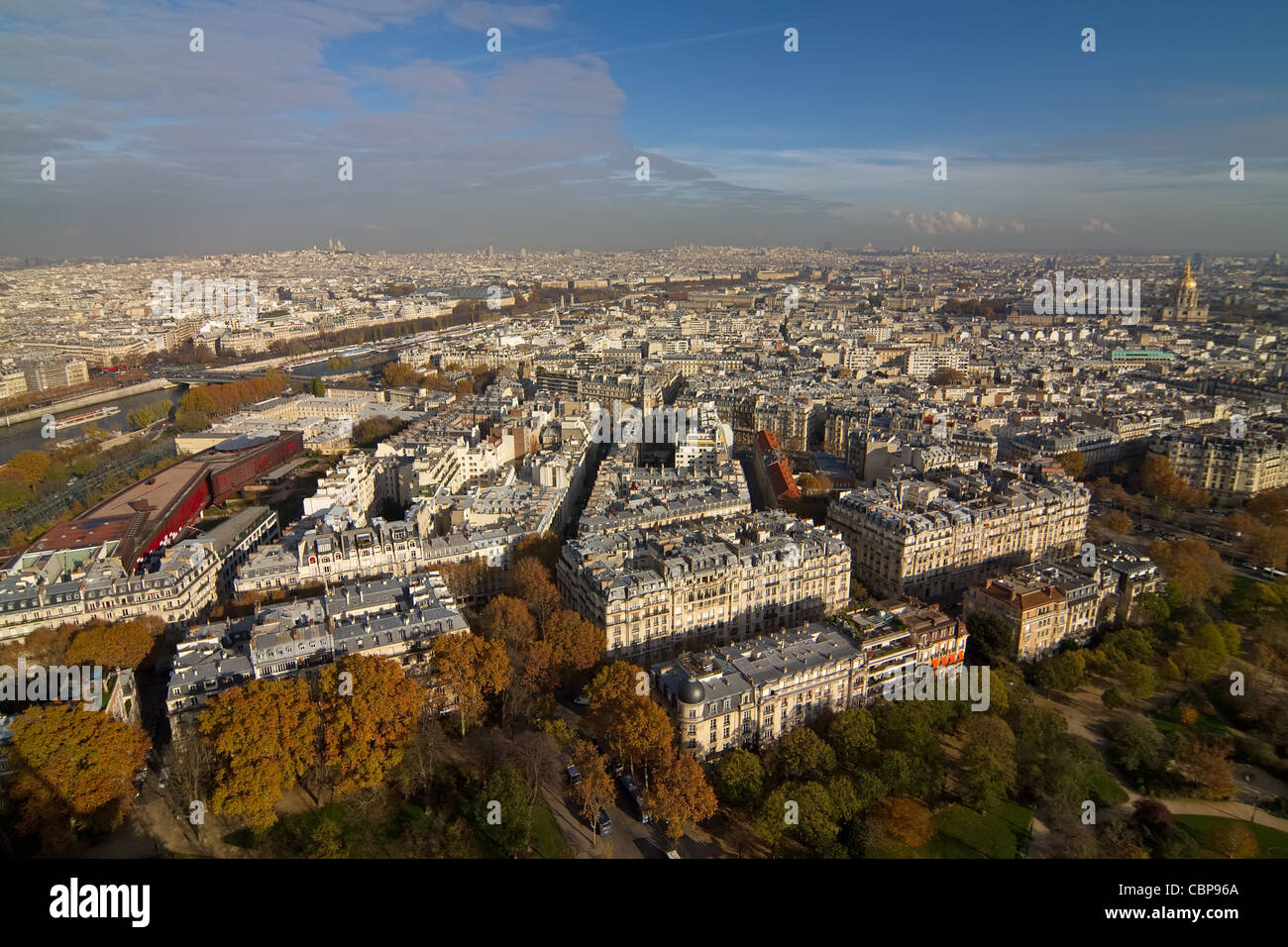 A wide-angle view to a part of Paris from the Eiffel Tower Stock Photo ...