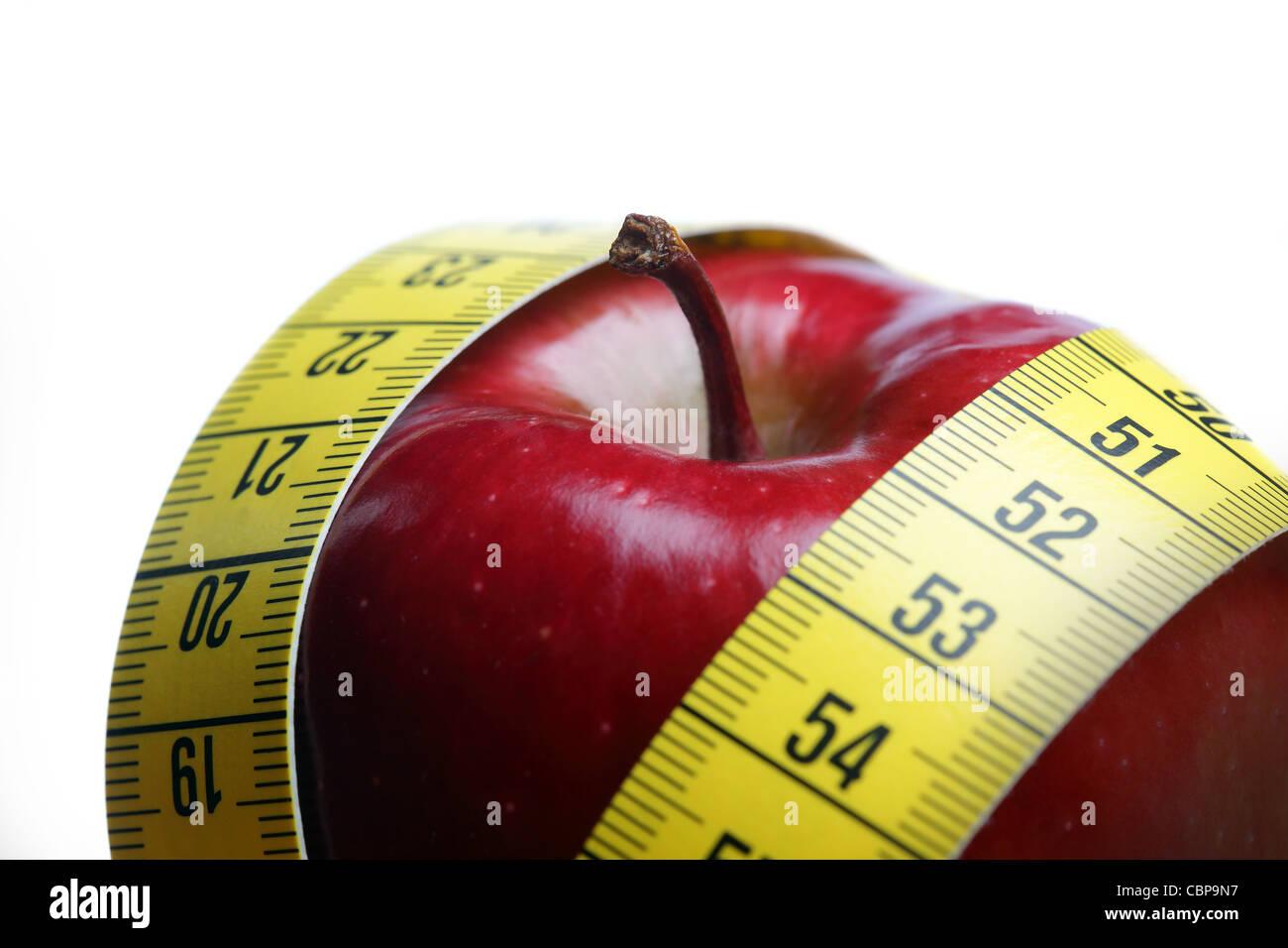 Red apple with measurement isolated on white Stock Photo - Alamy