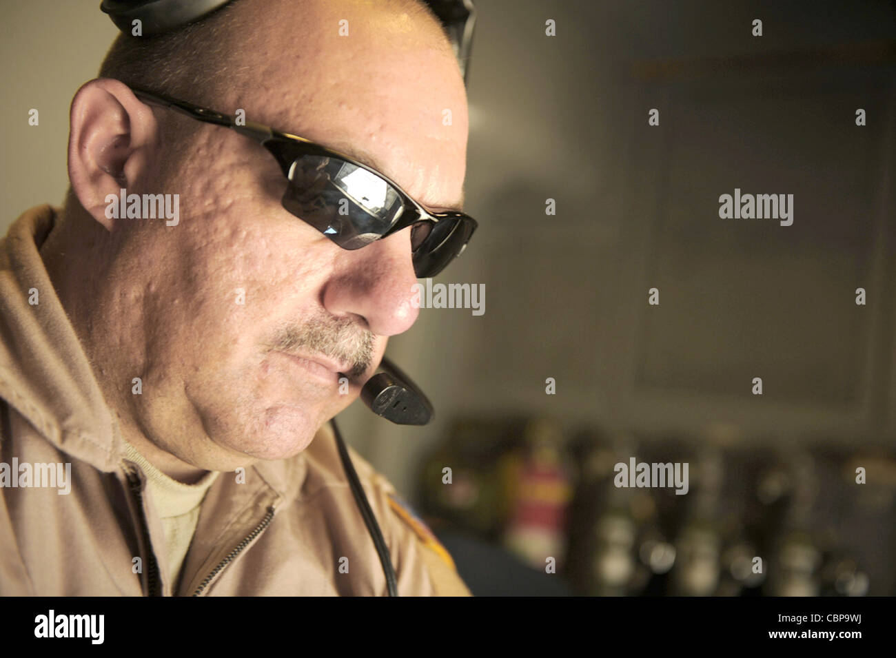 U.S. Air Force Master Sgt. Lynn Thatcher maneuvers the refueling boom ...