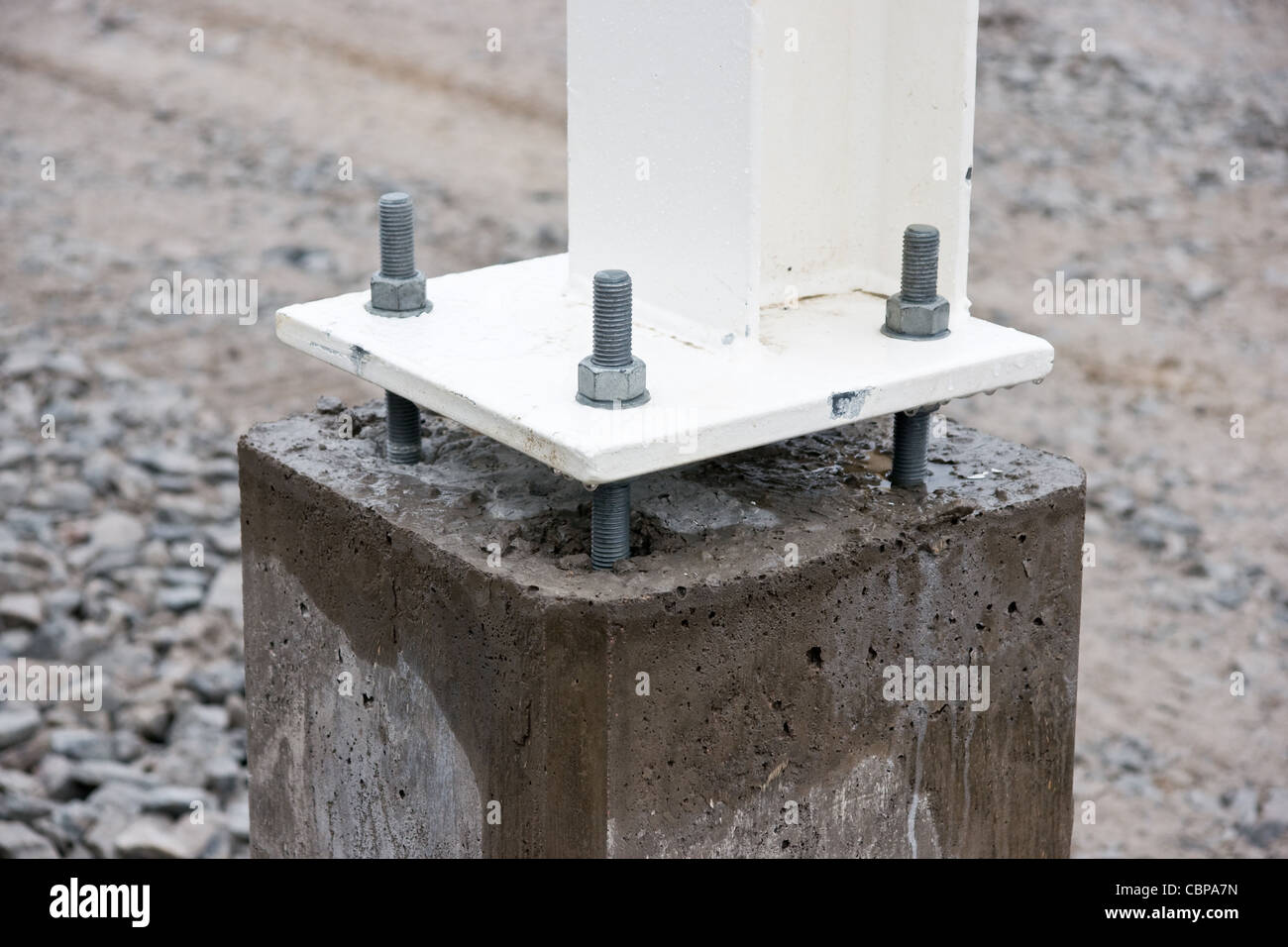 Steel foot on a concrete padding Stock Photo - Alamy