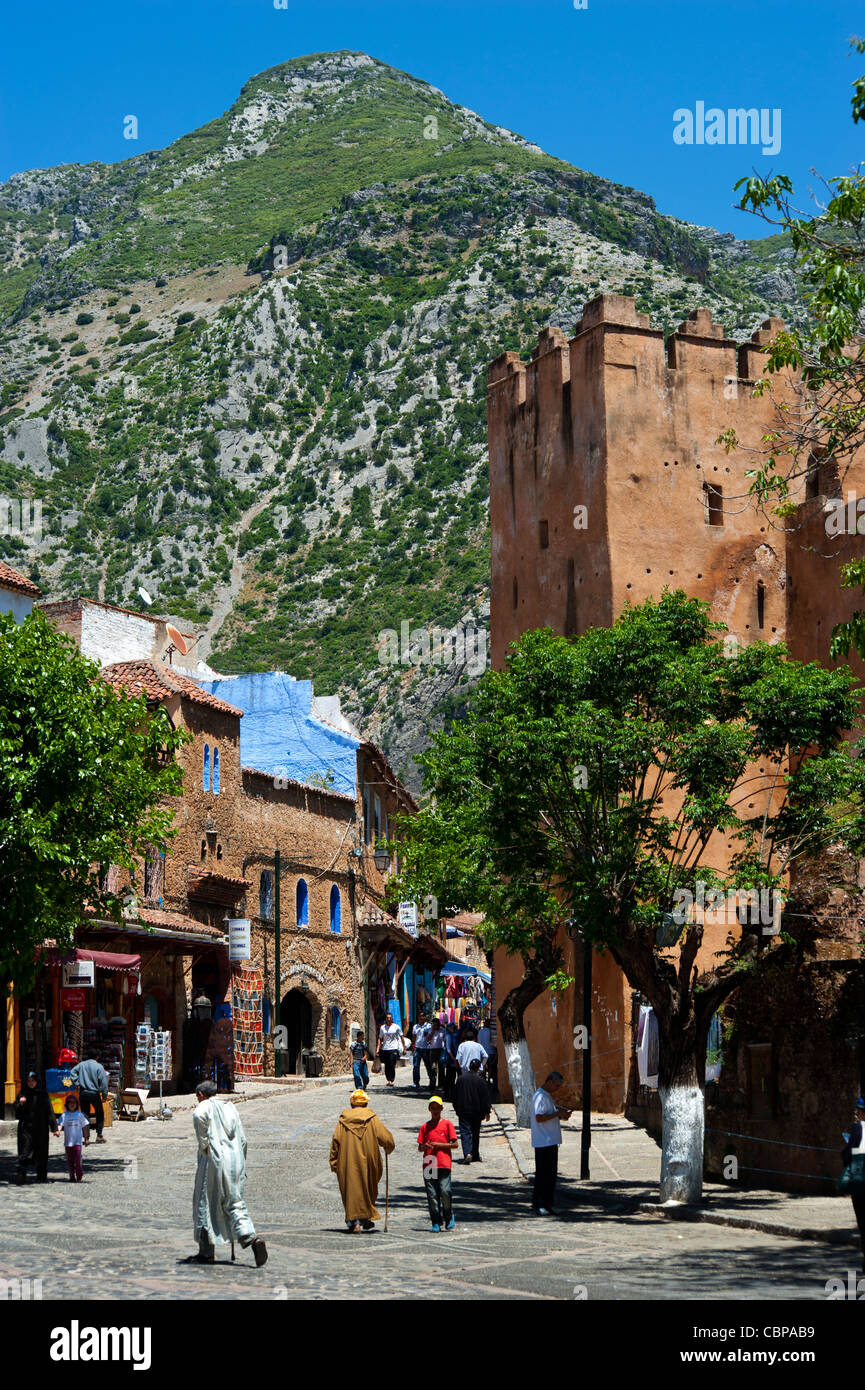 The Kasbah (Al Kasaba) tower . Chefchaouen, Rif region. Morocco.North ...