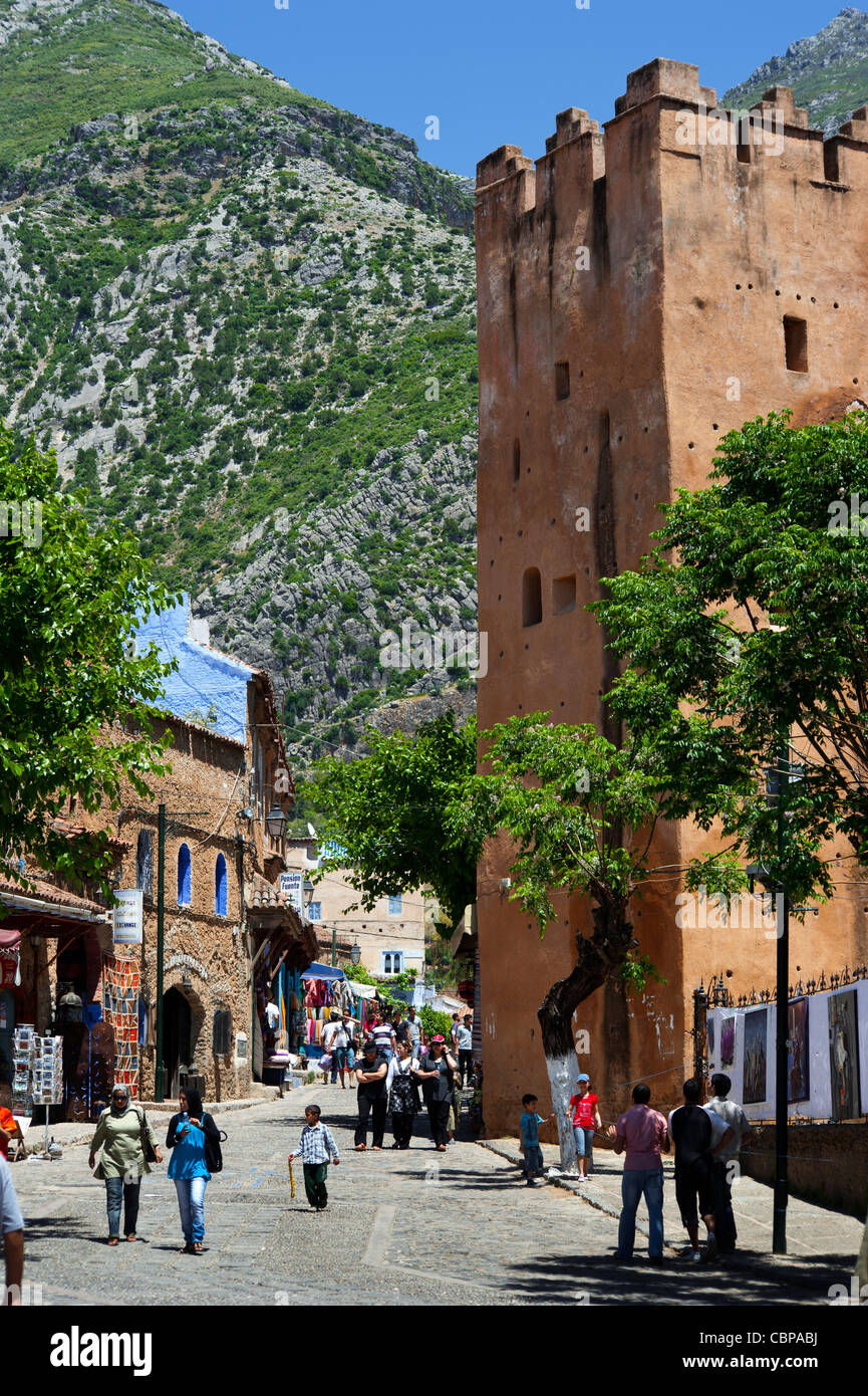 The Kasbah (Al Kasaba) tower . Chefchaouen, Rif region. Morocco.North ...