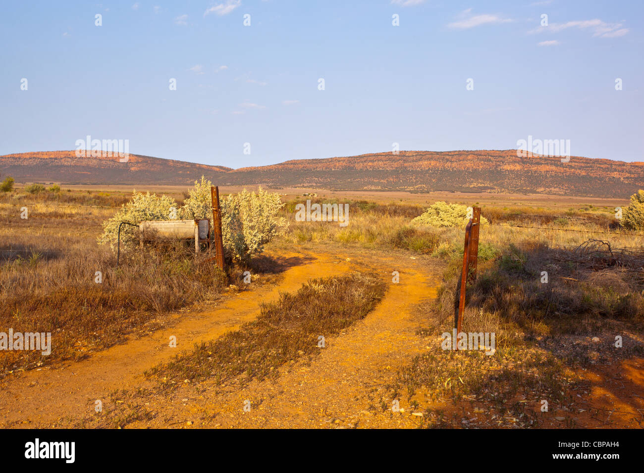 Farm track near Hawker in the Flinders Ranges in outback South ...