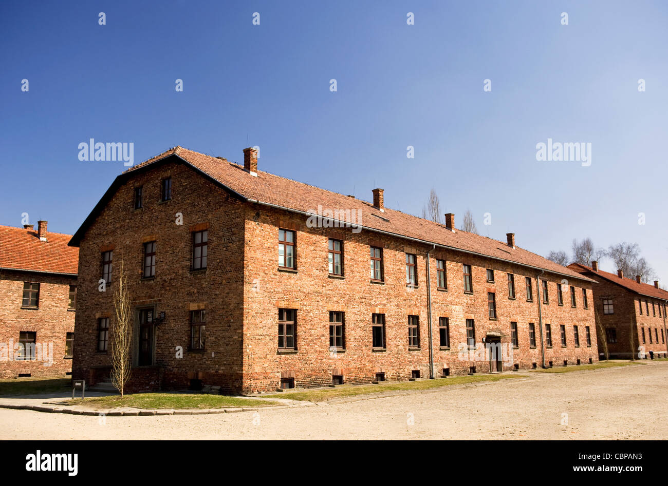 Building at the former prisoner of War concentration camp at Auschwitz ...