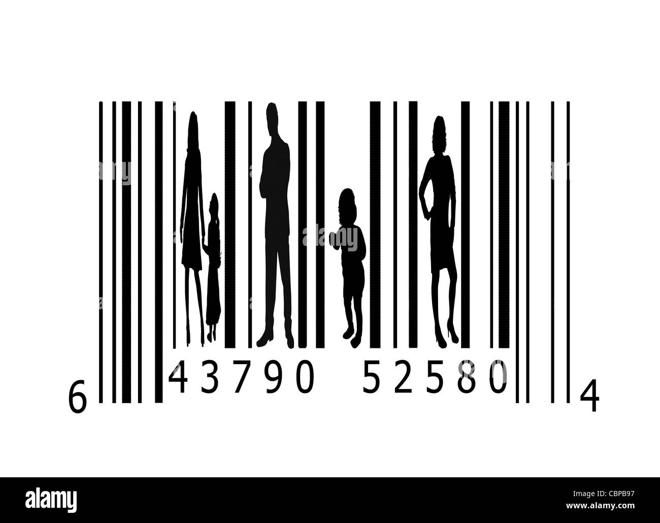 Barcode as people illustration Black and White Stock Photos & Images ...