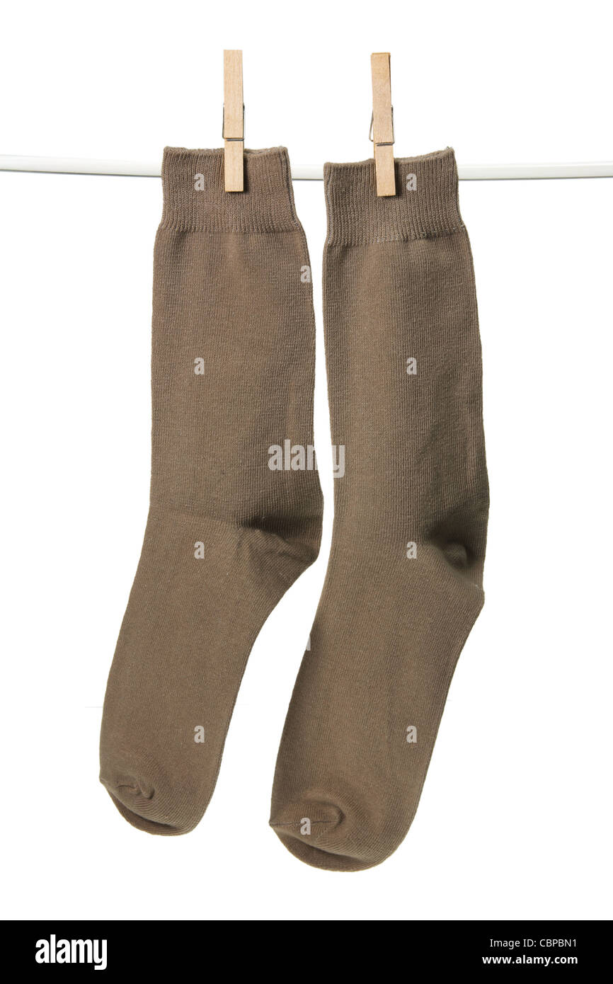Socks Hanging on Clothesline Stock Photo - Alamy