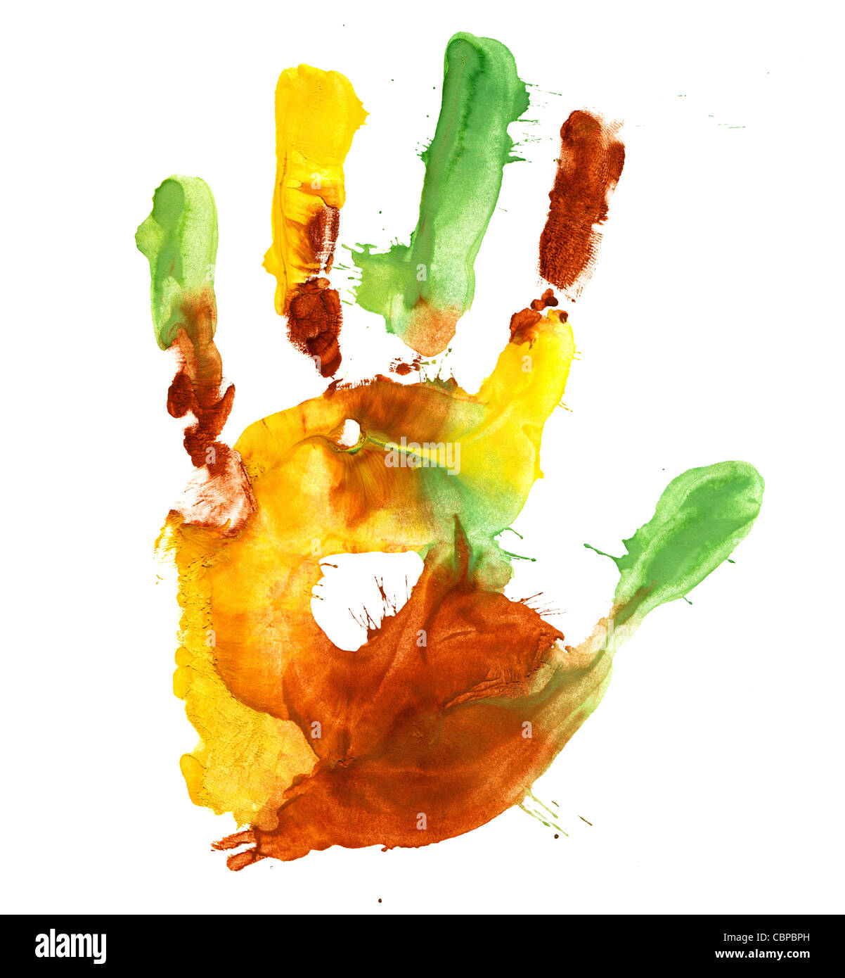 Close up of colored hand print on white background Stock Photo - Alamy