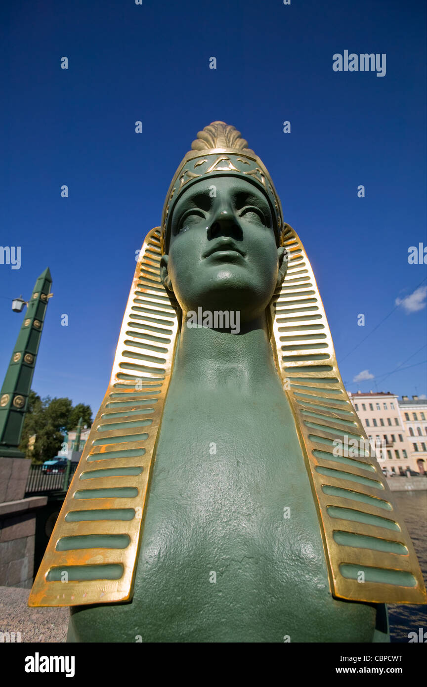 St. Petersburg. Fontanka River Embankment. Egyptian bridge. Sphinx ...