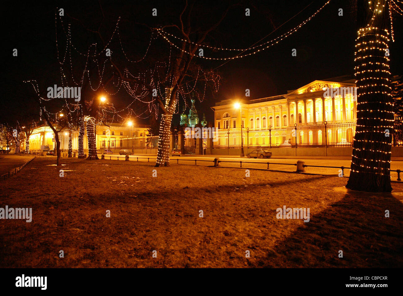 Russian museum. Winter . Night Stock Photo - Alamy