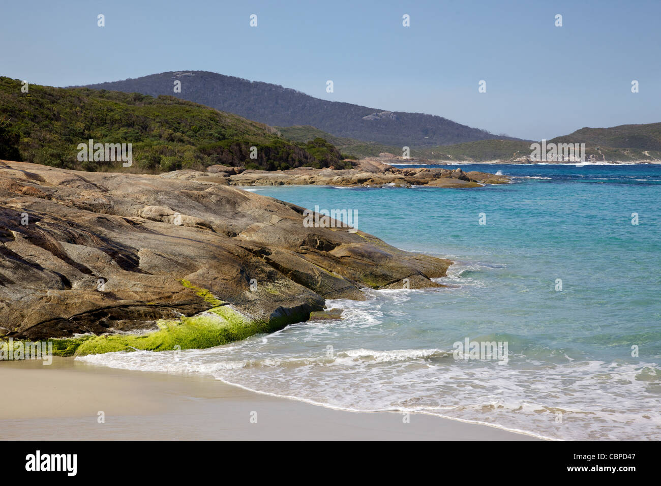 The beach at Madfish Bay in William Bay National Park, near the town of ...