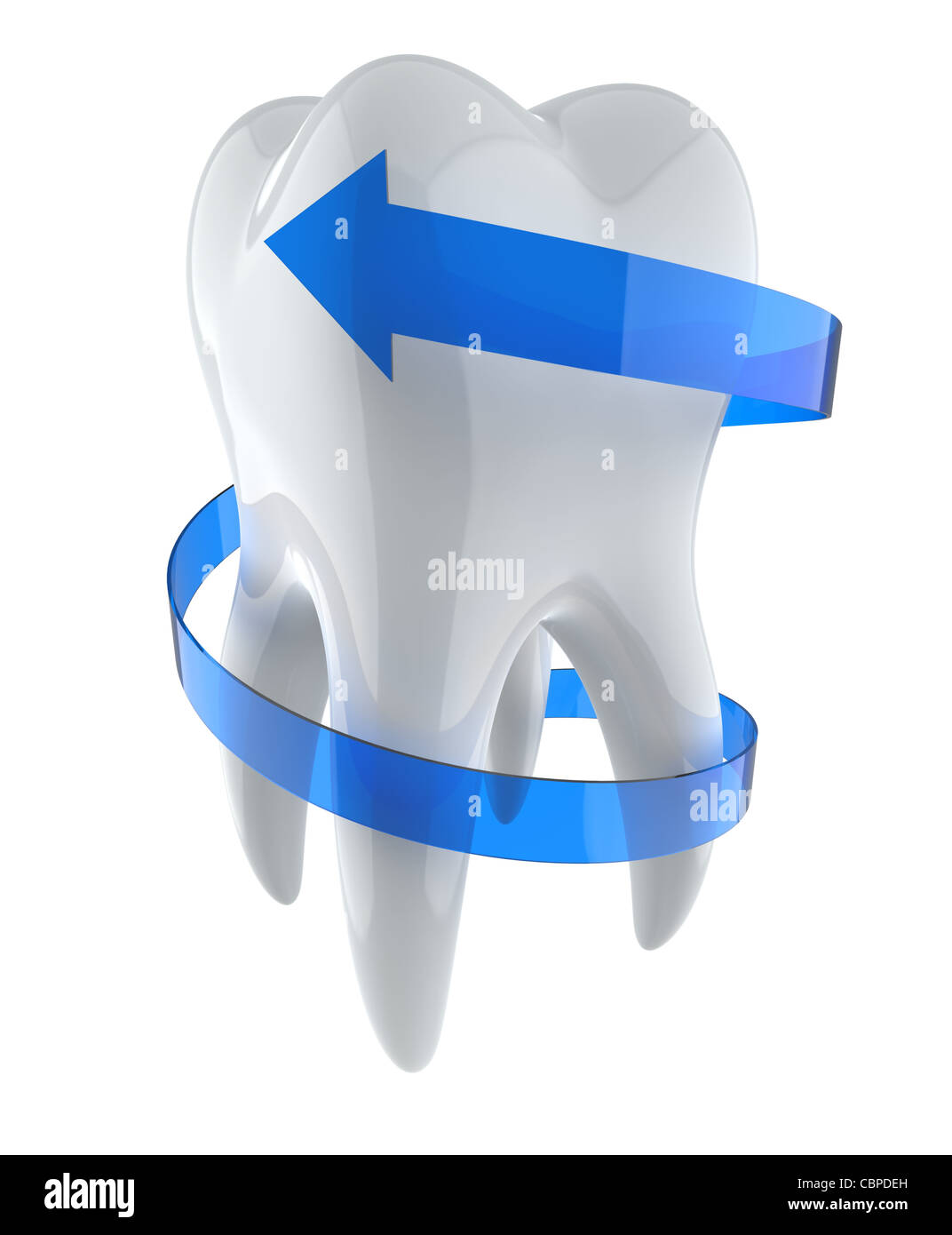 Tooth with arrow isolated on white background Stock Photo - Alamy