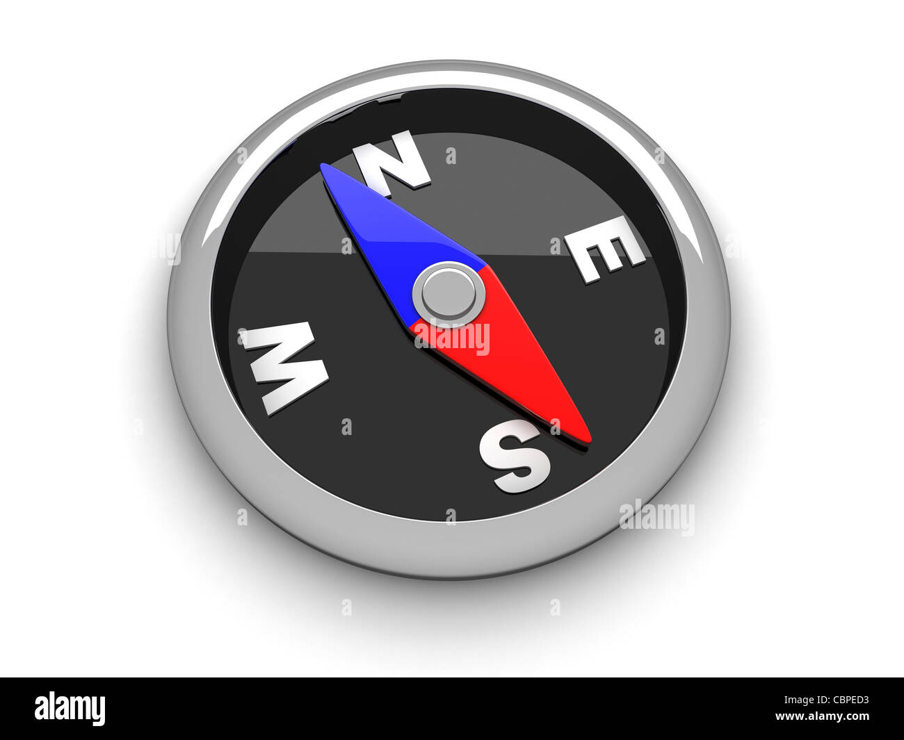Mini compass (done in 3d, white background Stock Photo - Alamy