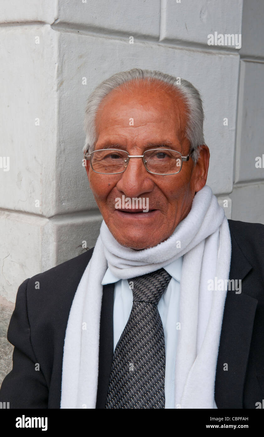 Well dressed older man of 84 local native in downtown Quito Ecuador ...