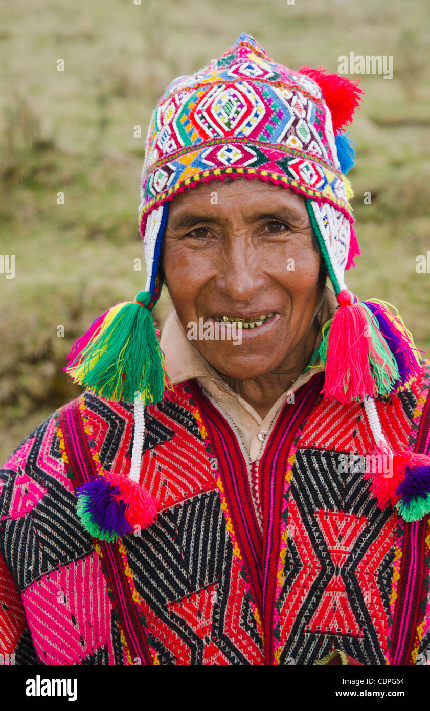 Local religious Shaman in traditional religious clothes in Cusco Cuzco ...