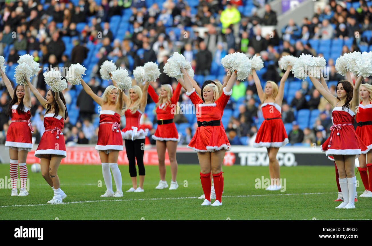 Gullys Girls cheerleaders wearing festive Christmas outfits at Brighton ...