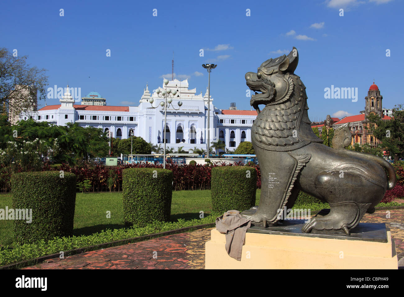 Yangon City Hall seen from Mahabandula Park Stock Photo - Alamy