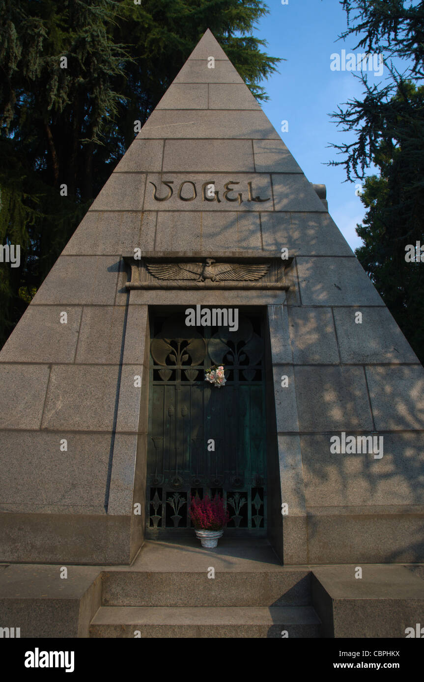 Pyramid like gravestone Cimitero Monumentale cemetery Milan Lombardy ...