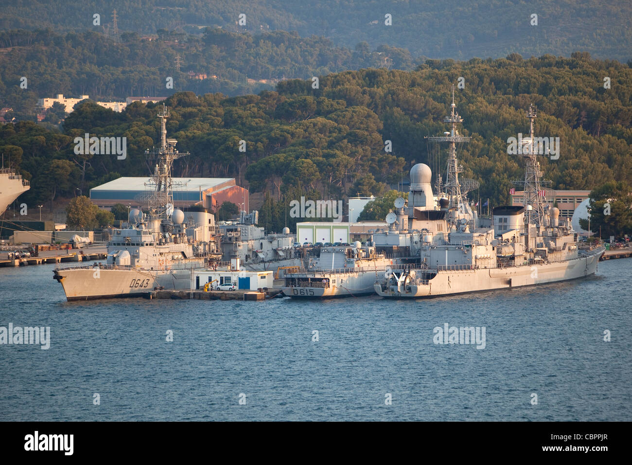 French frigates all at the French Naval base at Toulon France Stock ...