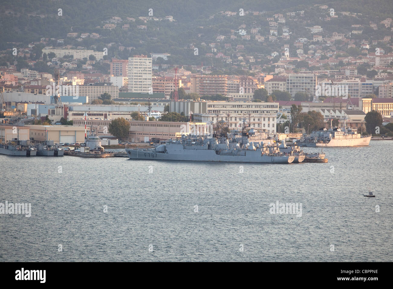 French Navy warships at the French Naval base Toulon France Stock Photo ...