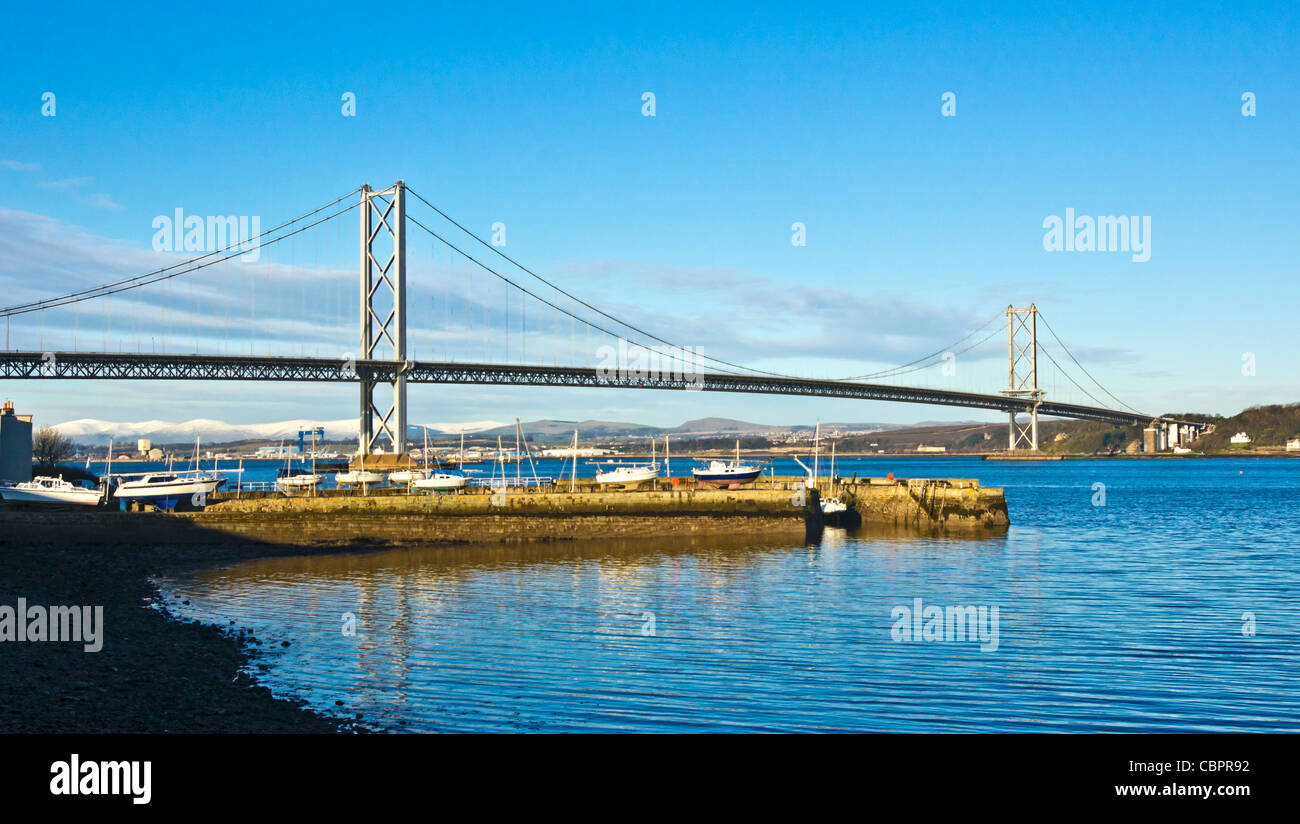 Forth Road Bridge spanning the Firth of Forth seen from South ...
