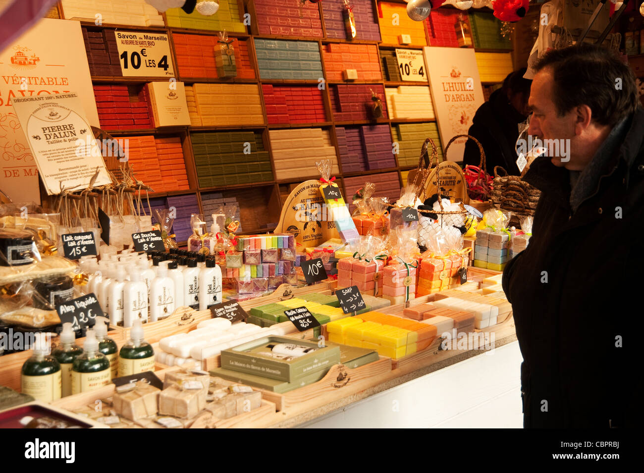 Paris, France - Stall selling homemade soap Stock Photo - Alamy