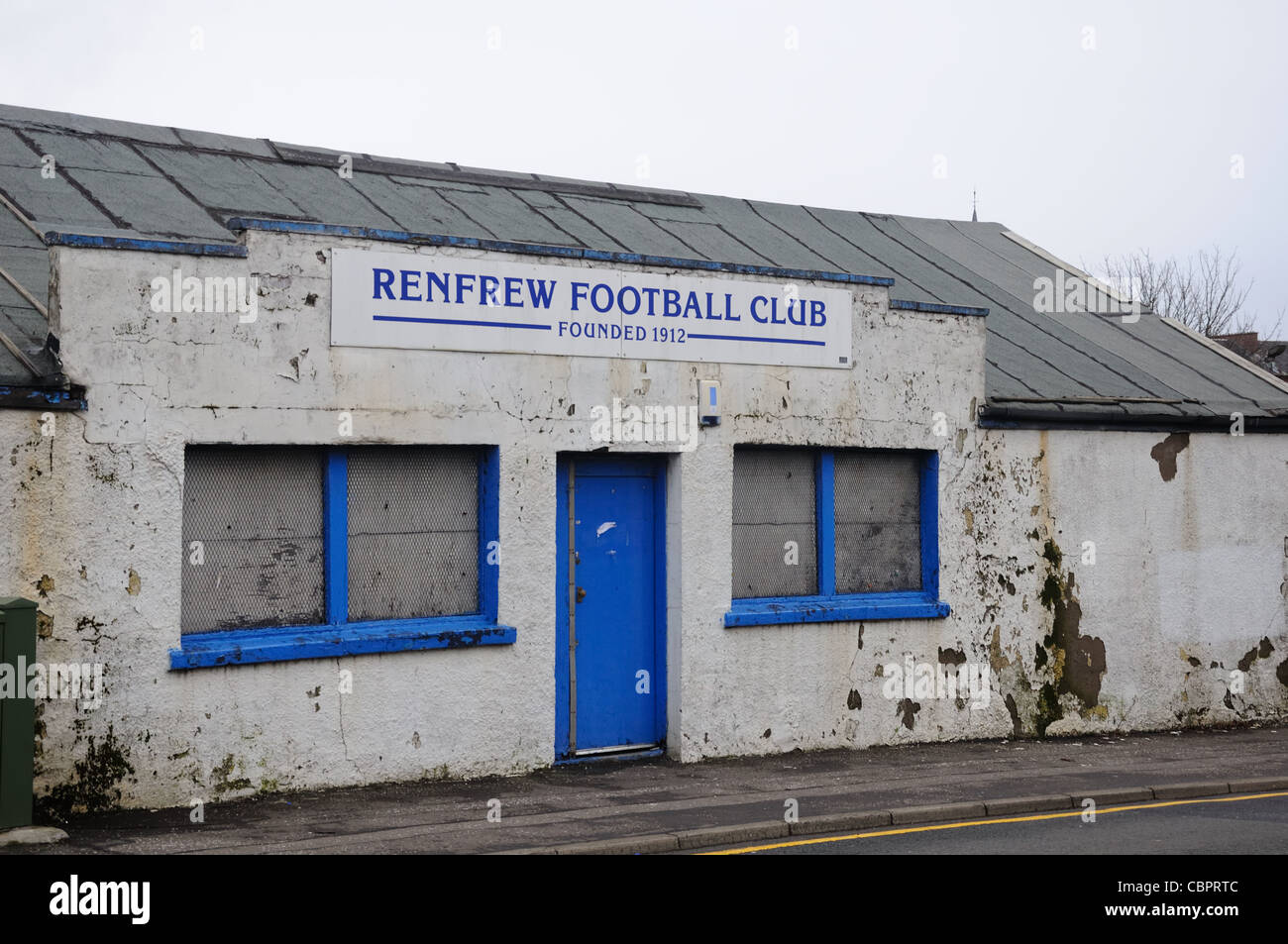 Run down club house of Renfrew Football Club Stock Photo - Alamy