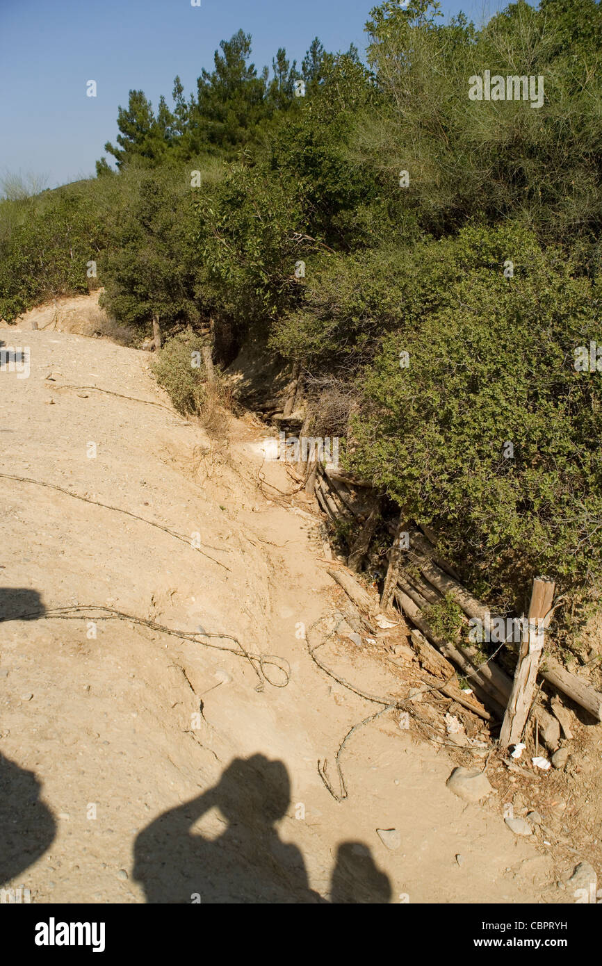 Trenches on the Nek ridge scene of fighting in 1915 in the Anzac area ...