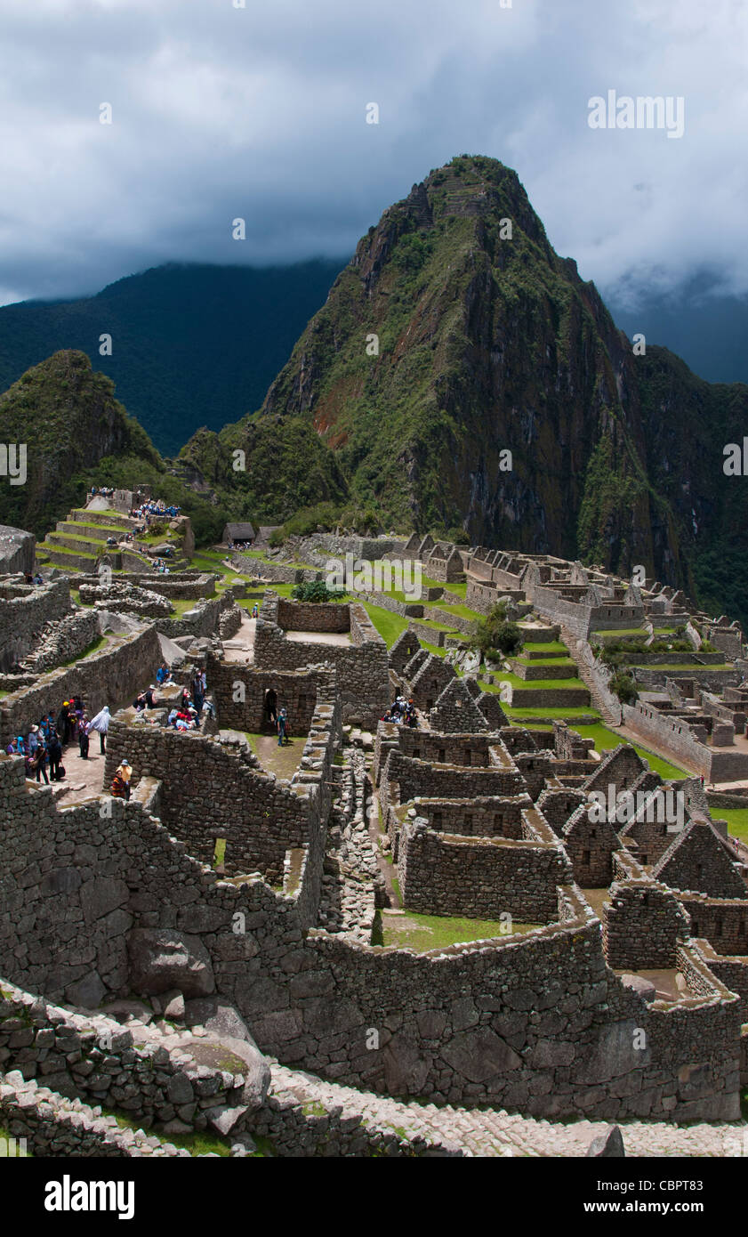 Machu Picchu famous ruins from above in Peru from Inca history Stock ...