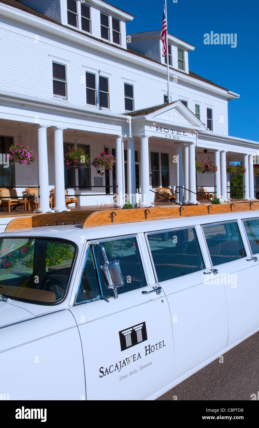 Famous old hotel Sacajawea Hotel in small town of Three Forks Montana ...