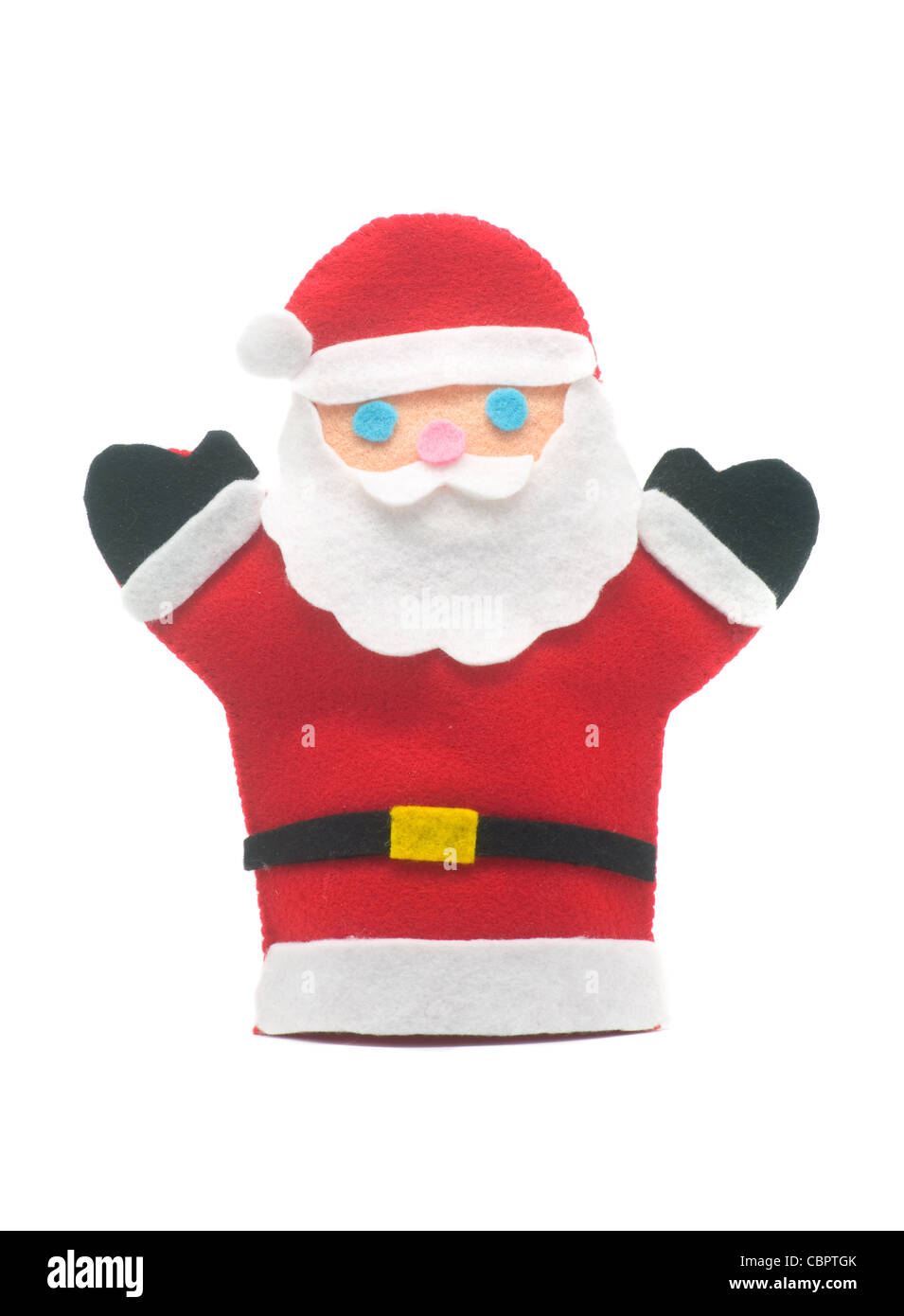 Santa Claus and reindeer felt hand puppets on white background ...