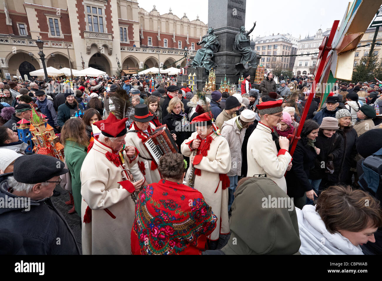 Poland Krakow Folk Musicians preparing for Szopki Cribs parade 2011 ...