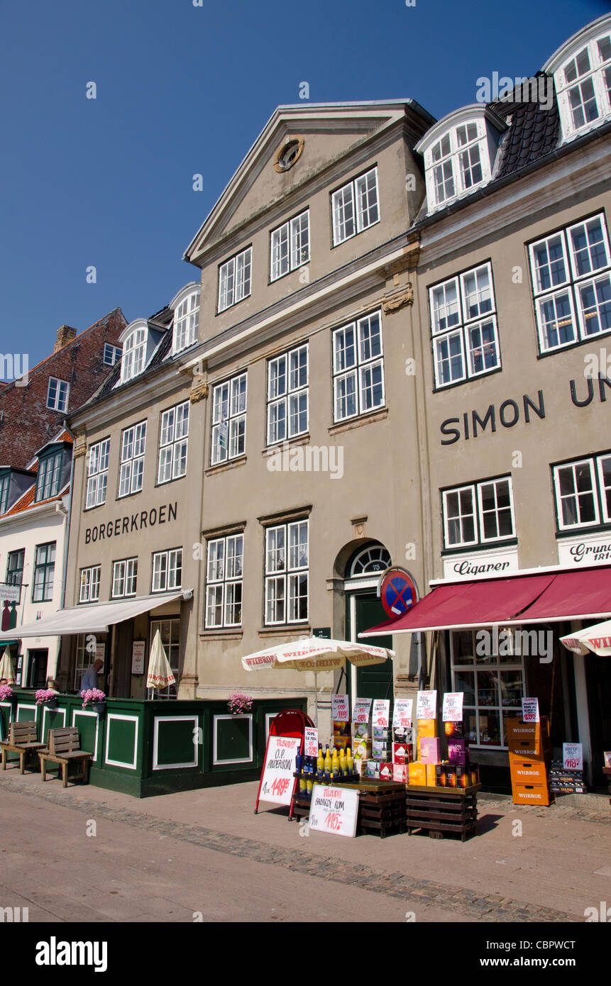 Denmark, Helsingoer. Historic Main Street downtown Stock Photo - Alamy