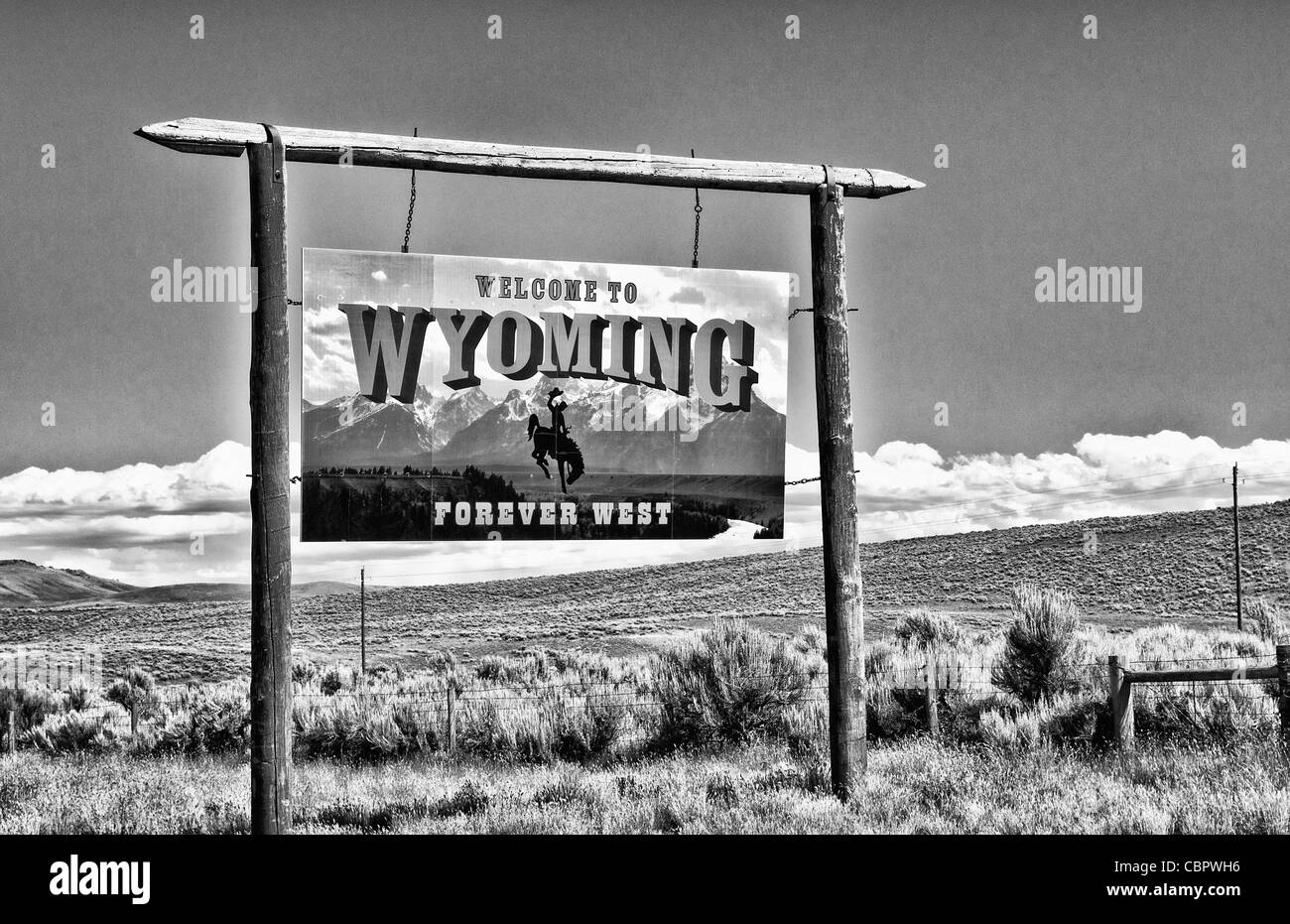Welcome to wyoming sign Black and White Stock Photos & Images - Alamy