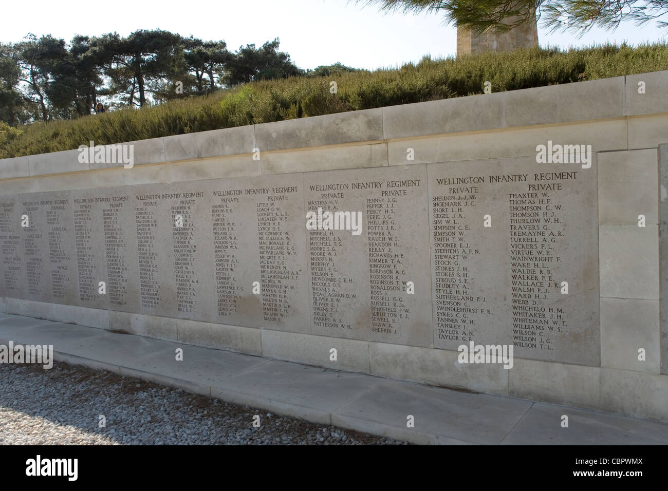 New Zealand Memorial Wall on Chunuk Bair Hill scene of fighting in 1915 ...