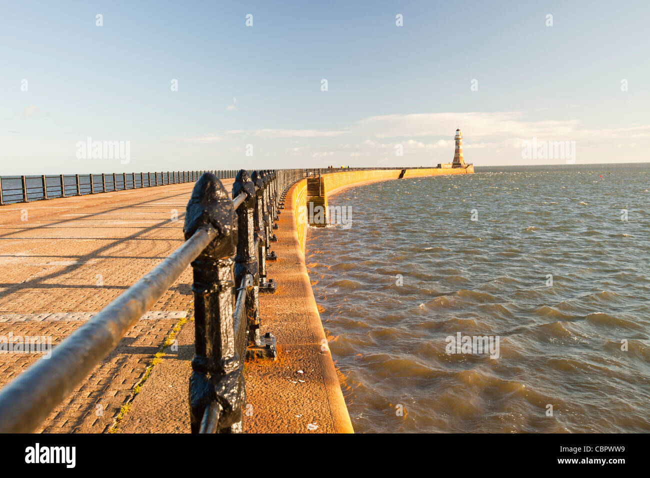 The lighthouse on the end of Roker Pier in Sunderland North East, UK ...