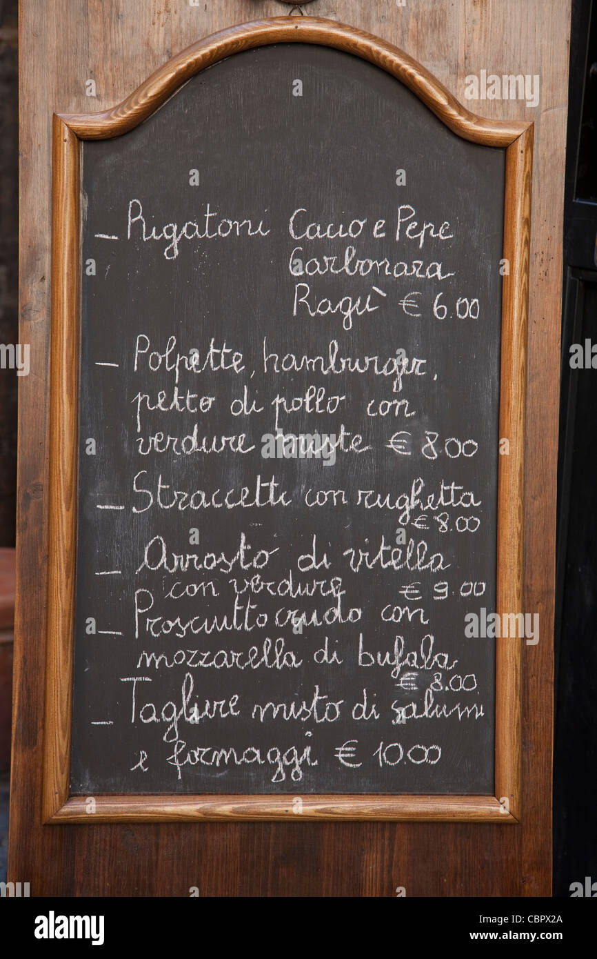 Italian Food Menu on Wooden Door Frame Stock Photo - Alamy