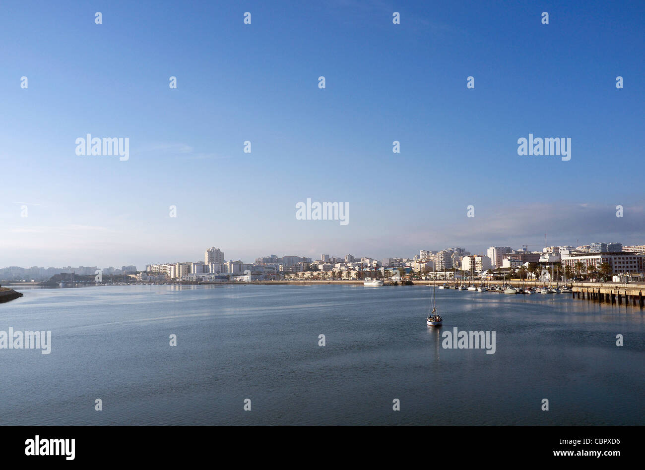 Looking down Rio Arade river toward the estuary from the main road ...