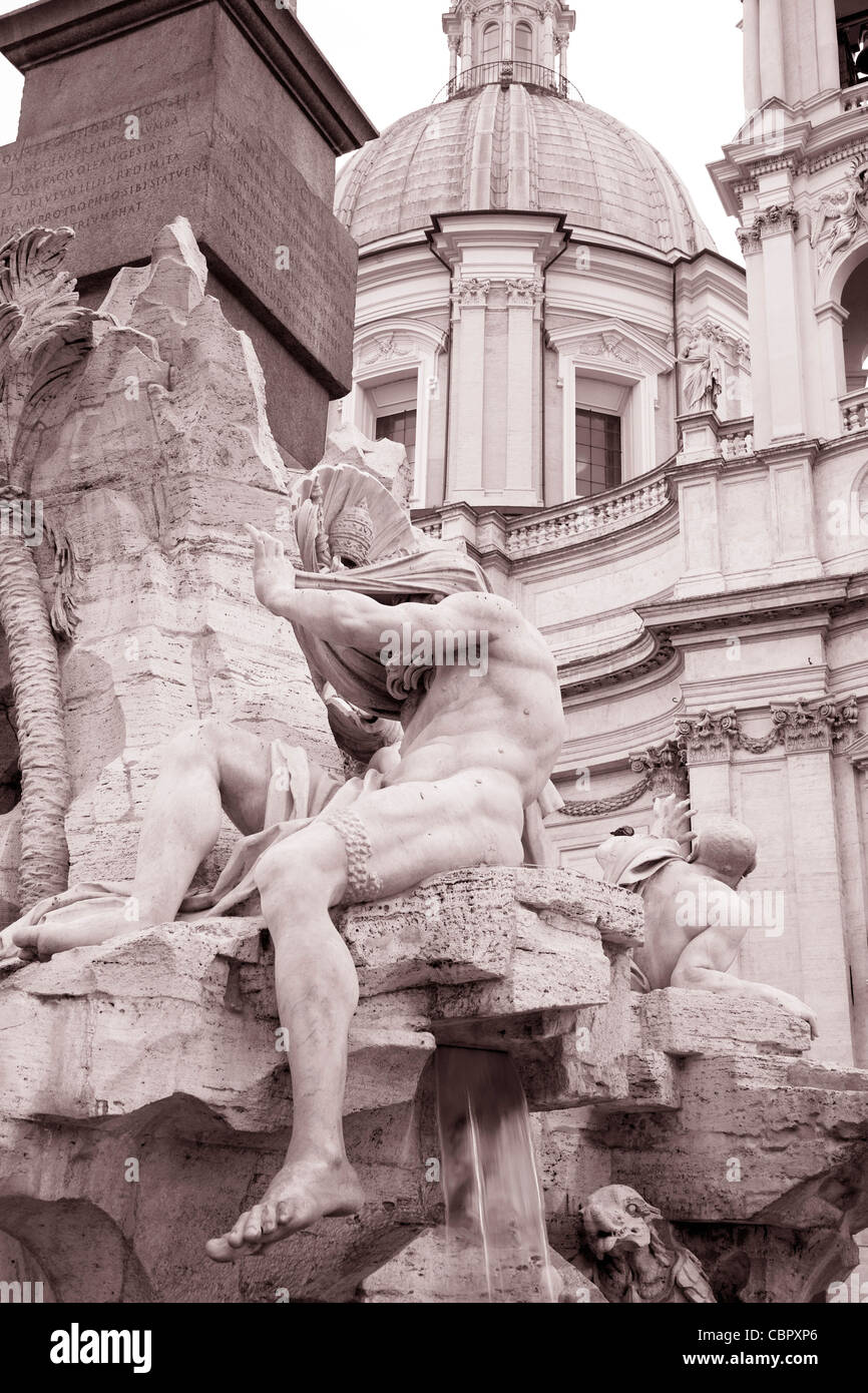Staue of the Nile by Bernini on the Fountain of the Four Rivers (1651 ...