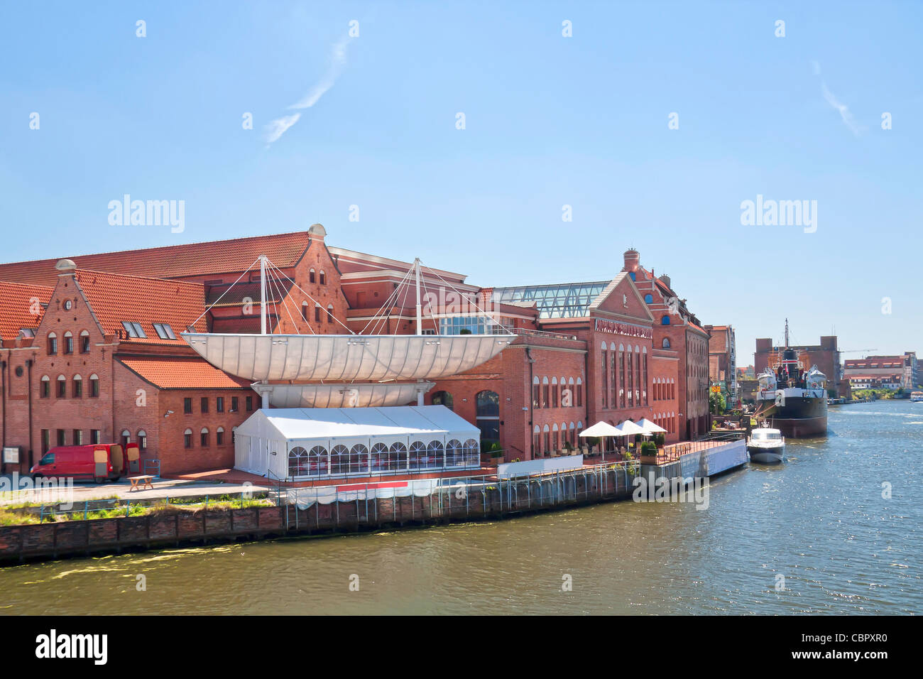 Architecture of Poland. Philharmonic in Gdansk. Monuments in old town ...