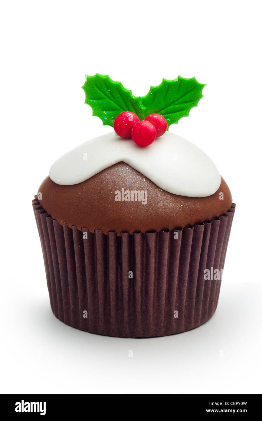 Christmas decorated chocolate cupcake Cut Out Stock Images & Pictures ...