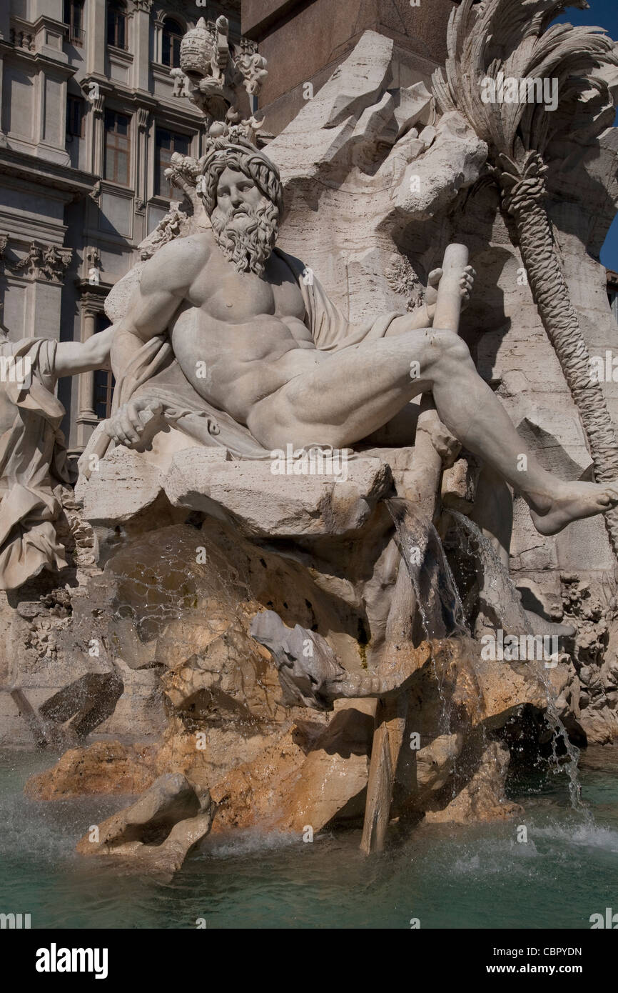 Fountain of the Four Rivers by Bernini (1651), Rome, Piazza Navona ...