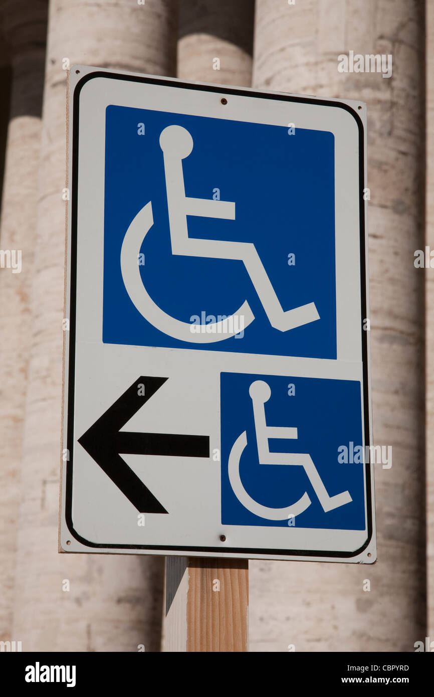 Blue Disabled Entrance Sign outside Building Stock Photo - Alamy