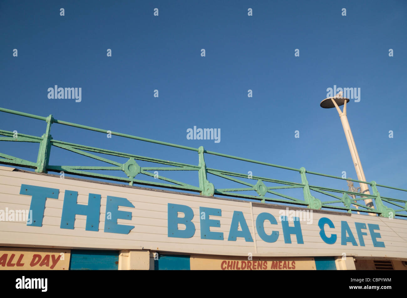 Beautiful blue sky above the Beach Cafe on Brighton seafront, East ...