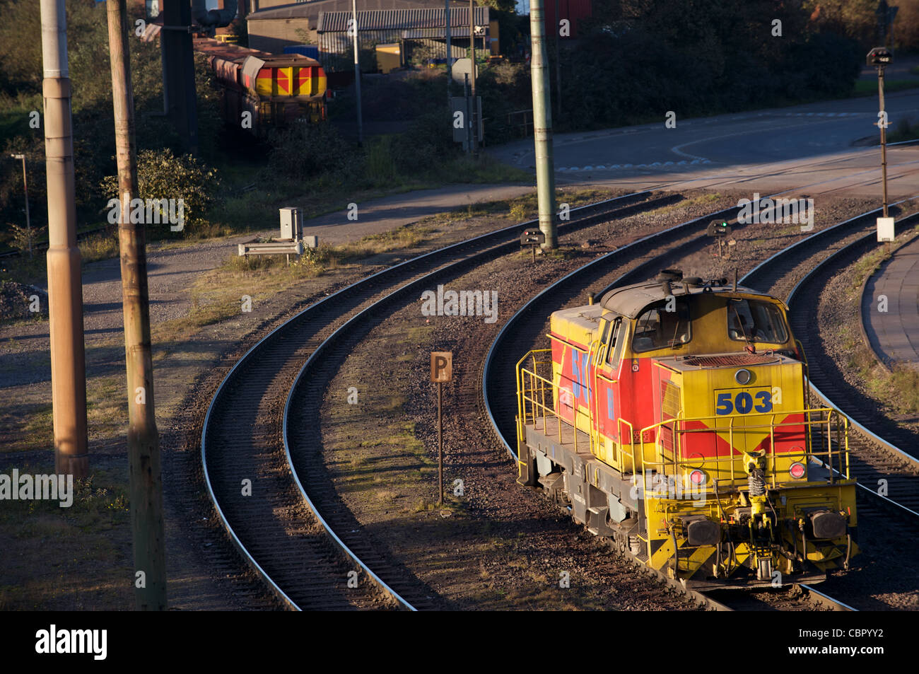 Diesel locomotive ThyssenKrupp steel factory Duisburg Germany Stock ...
