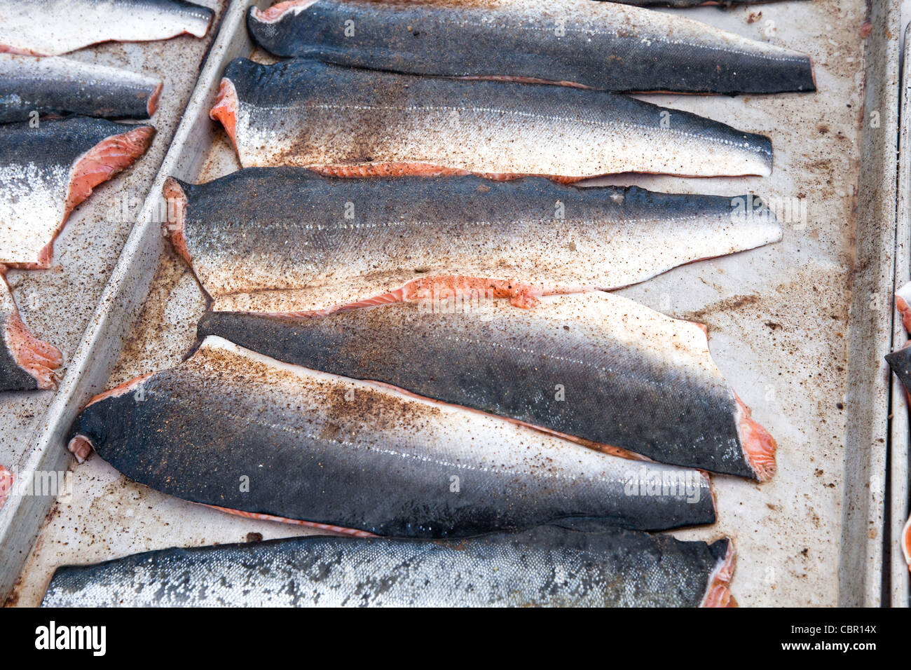Pink Salmon Fish Steak Stock Photo - Alamy