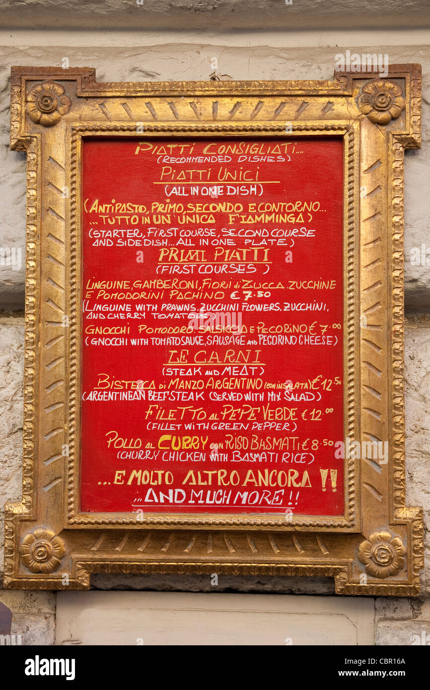 Rome Italy Food Menus