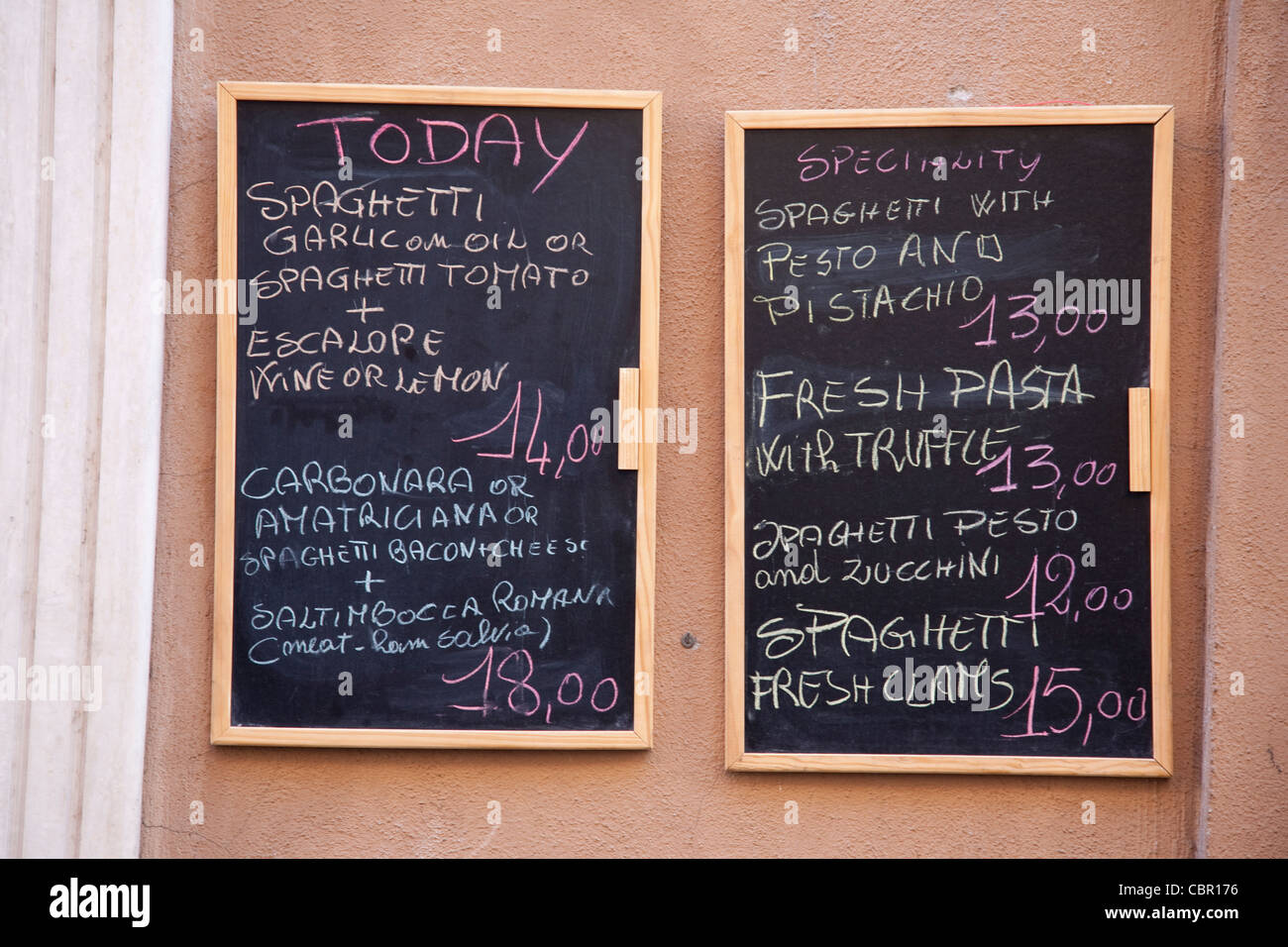 Italian Food Menu on Wall Stock Photo - Alamy
