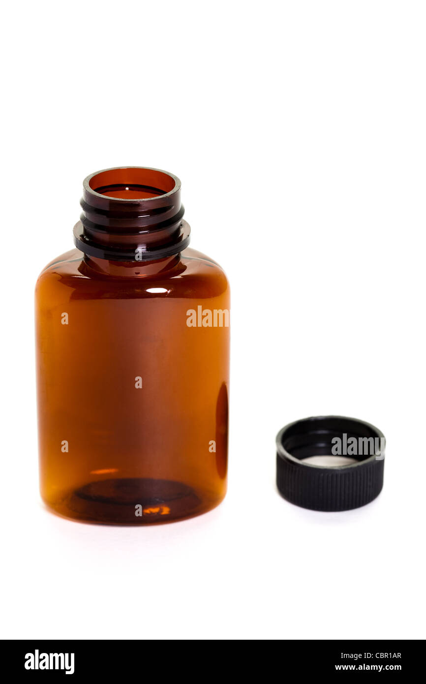 Brown Plastic Bottle with white background Stock Photo - Alamy