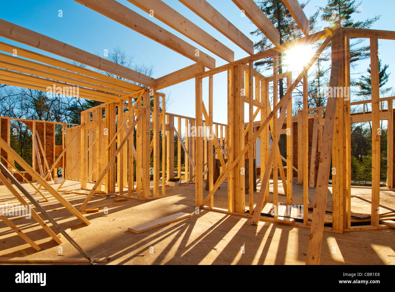 Interior framing of a new house under construction Stock Photo - Alamy